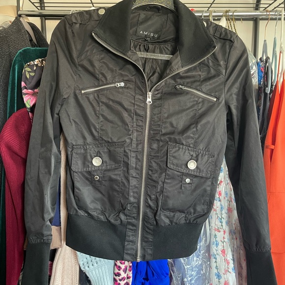 Amisu | Jackets & Coats | Amisu Black Bomber Jacket | Poshmark